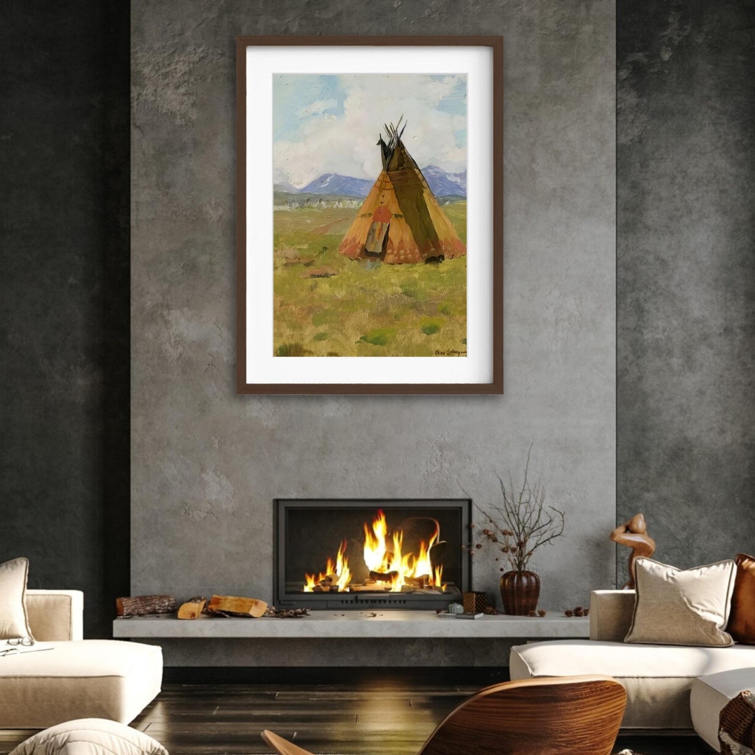 Native American Teepee Painting Print, Old West Landscape Art - Etsy