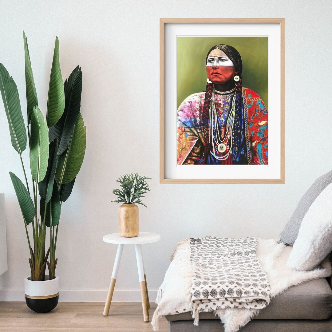 Native American Tribes Woman Painting Print in a Vibrant Color Abstract ...