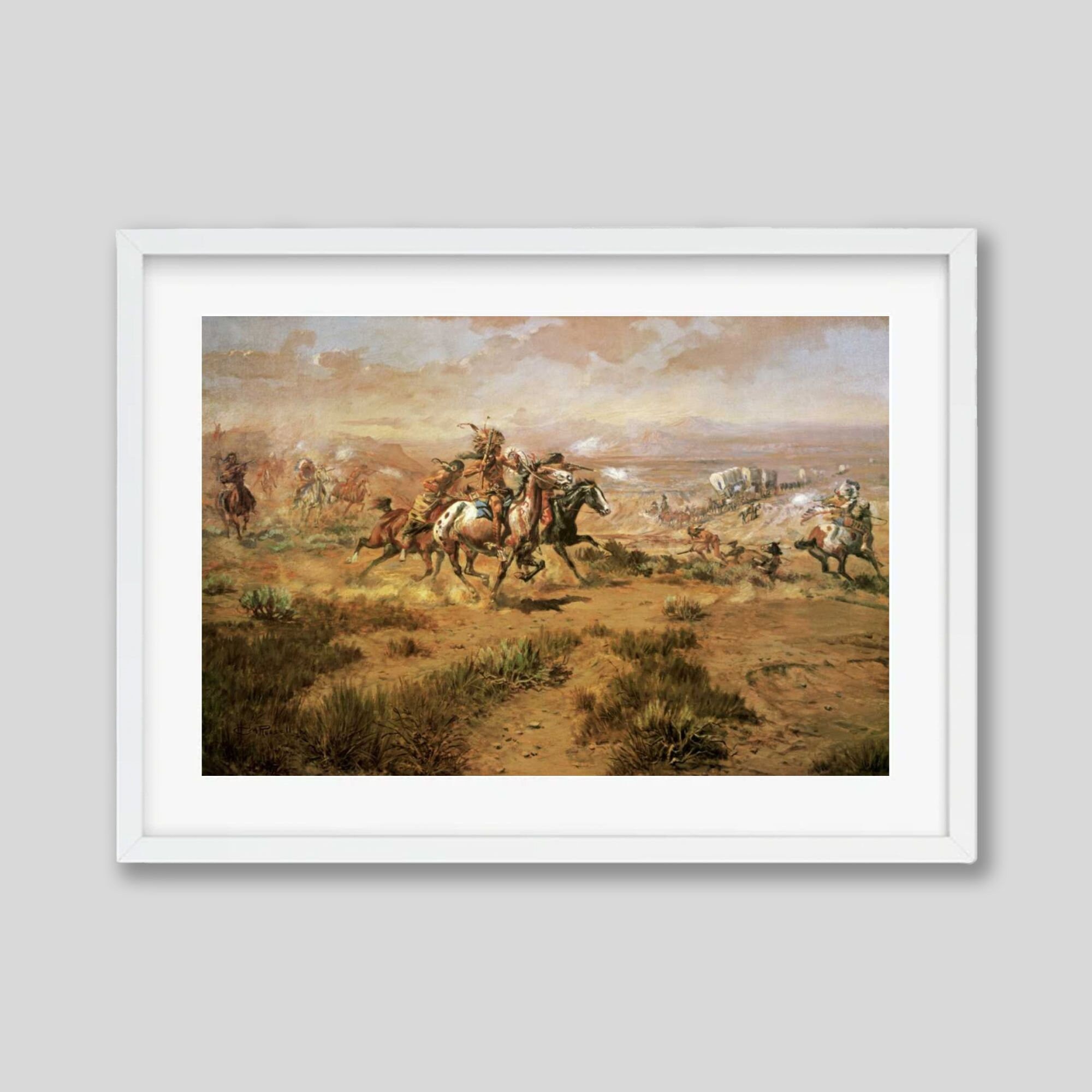 Charles M Russell Painting: Native Americans on Horses, Old West Art ...