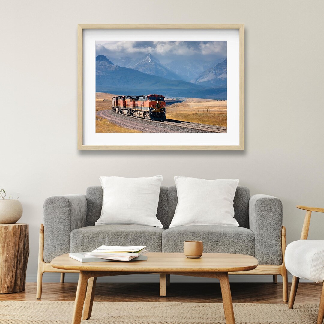 Train in Mountain Scenery Landscape Photography Print, American ...