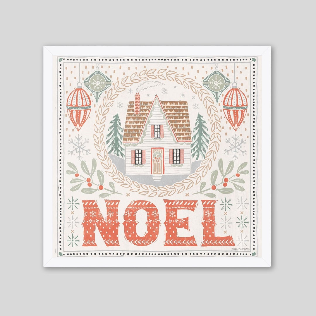 Noel Christmas Scene Wall Art Illustration Print, Winter Seasonal ...