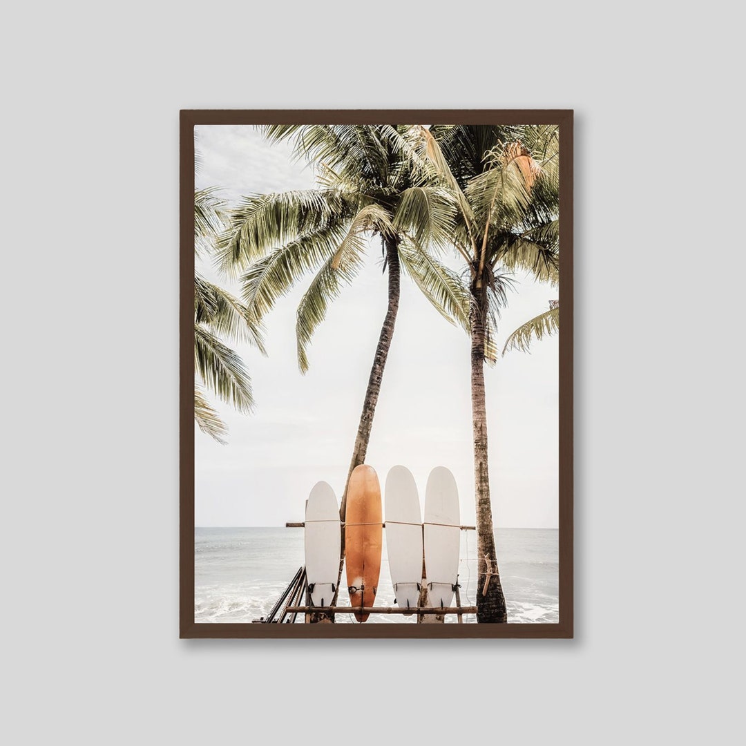 Hawaii Surfboards and Palm Trees Tropical Ocean Scene Photography Print ...