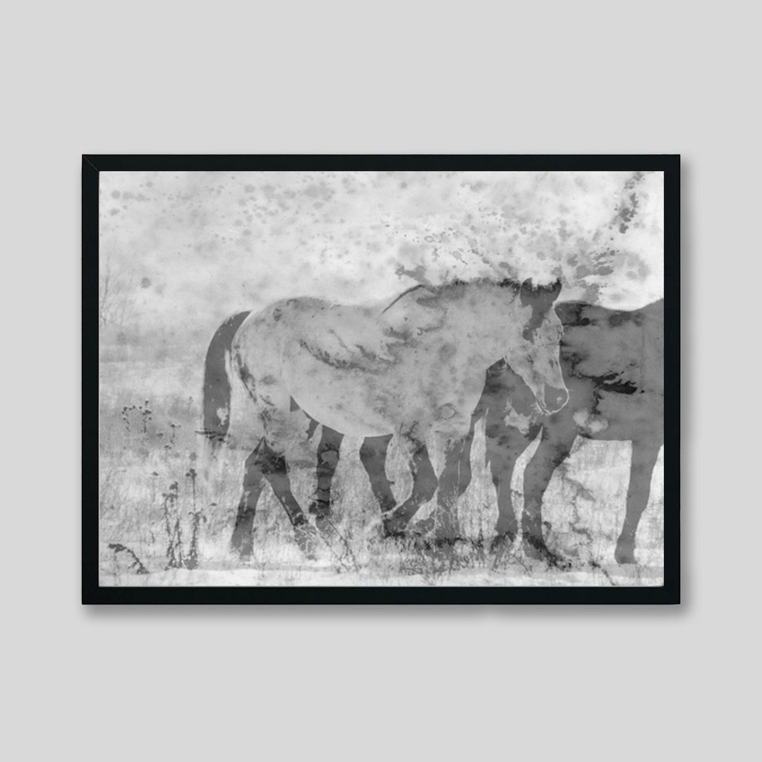 Ranch Horses Illustration Art Print, Framed Ranch Decor, Farmhouse ...