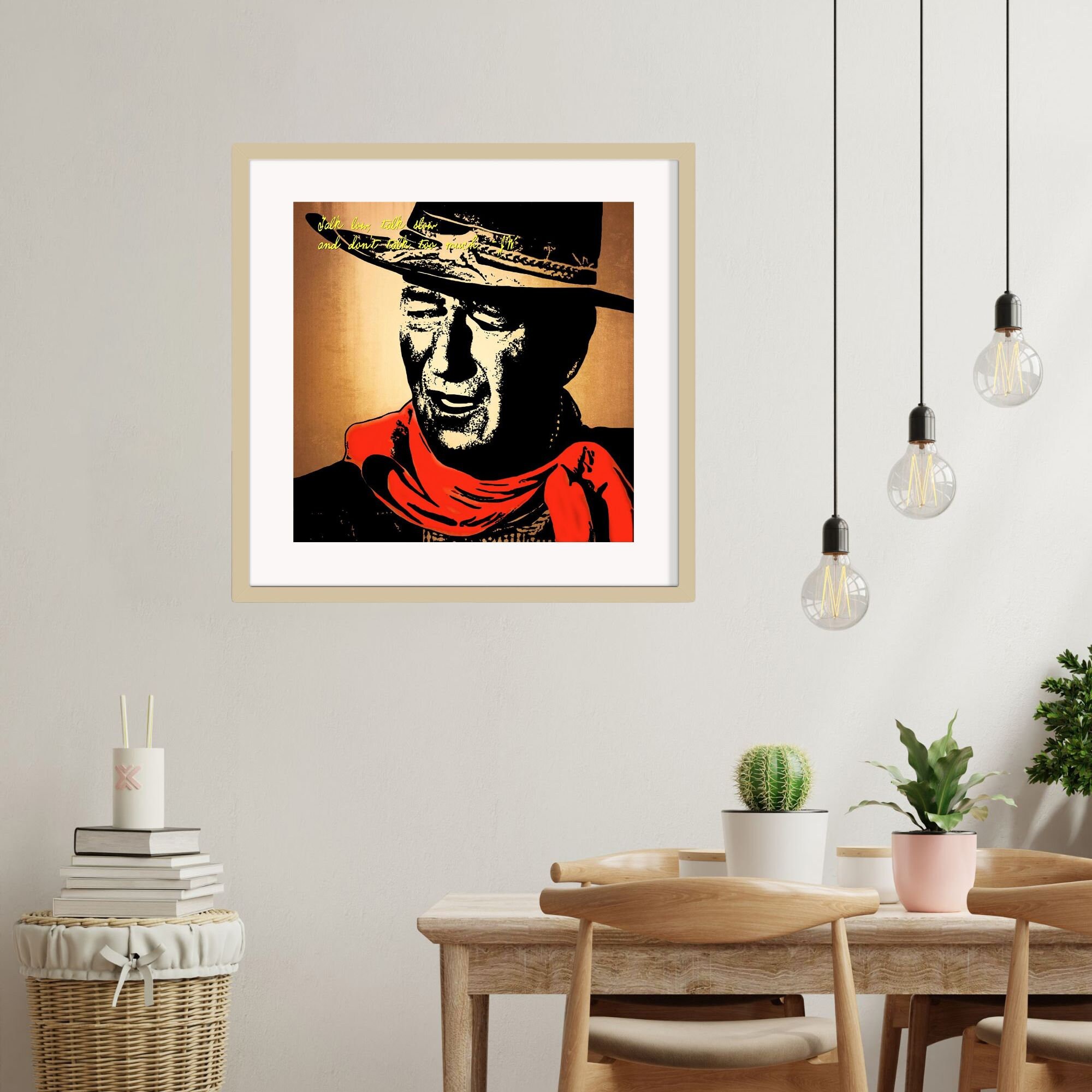 John Wayne Abstract Portrait Print, Modern Western Cowboy Wall Art ...