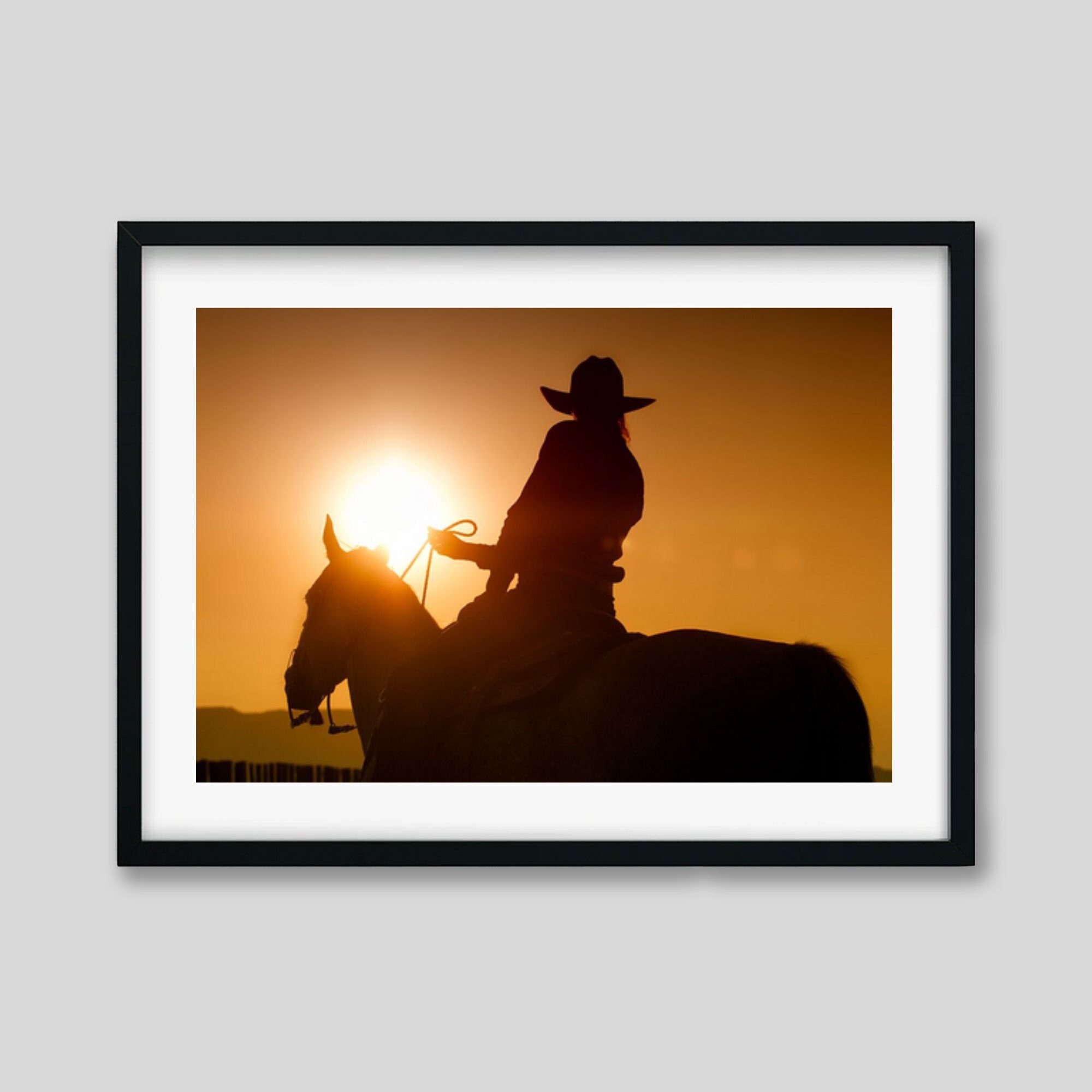 Sunset Cowboy Art Print, Horse and Cowboy Framed Art, Western Home ...