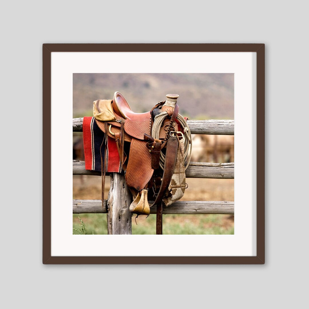 Rancher Horse Saddle Roping Gear Photography Print, Western Horse Rider ...