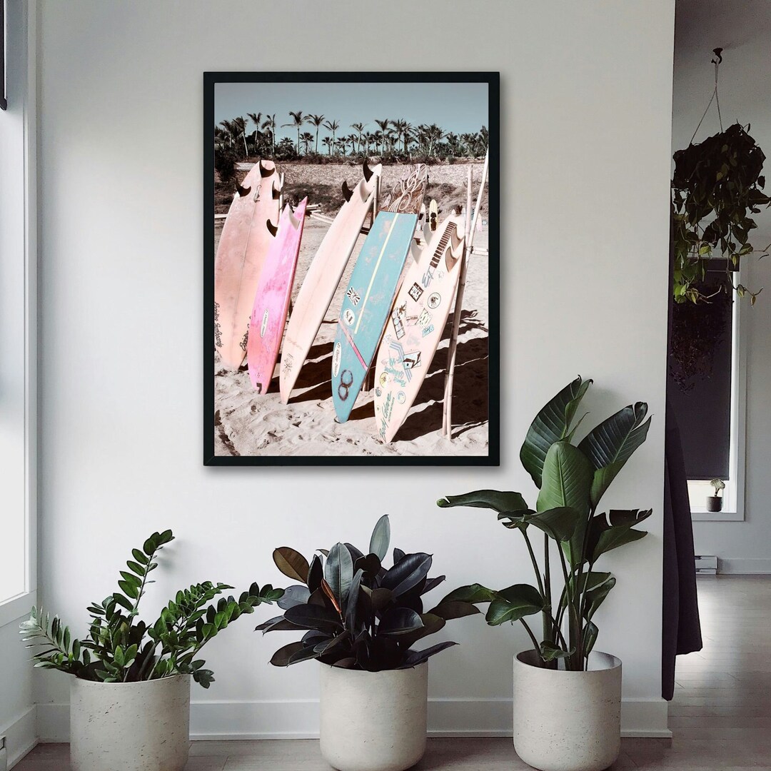Surfboard Line up Pastel Beach Themed Surf Shop Photography Print ...