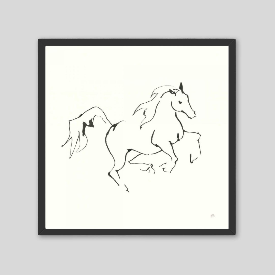 Horse Line Art Simple Modern Minimalistic Drawing, Horse Gift Ideas ...