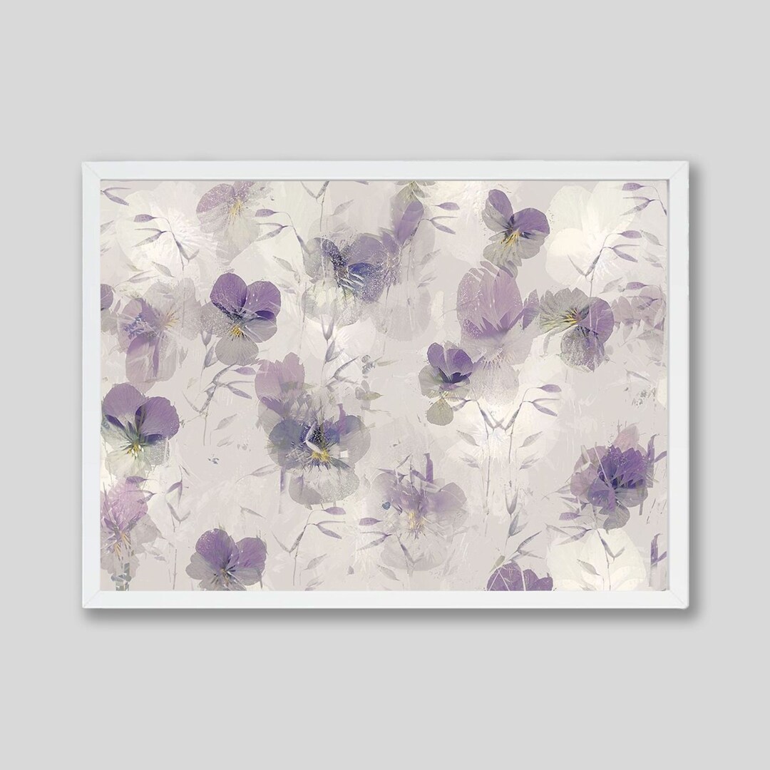 Violet Wildflower Botanical Art Print, Purple Nature Pattern Painting ...