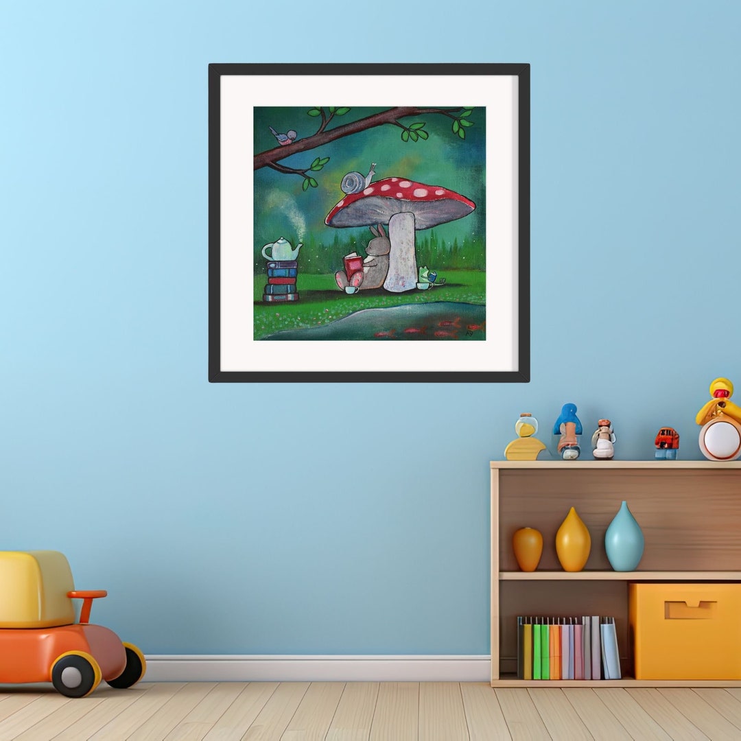 Toadstool Tea Party Alice in Wonderland Style Character Illustration ...