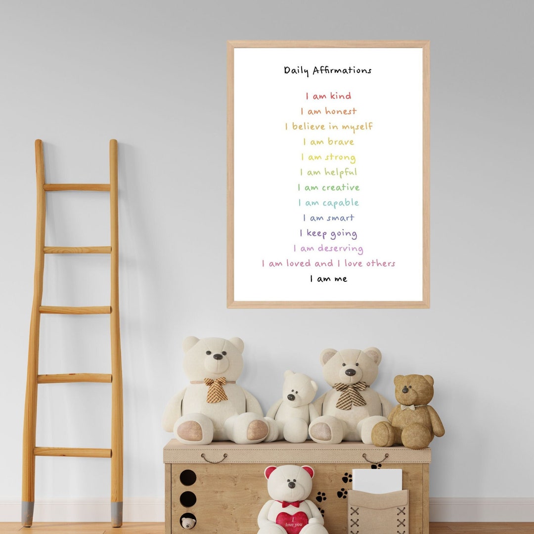 Daily Affirmations Poster: Rainbow Color Playroom Art Print - Etsy