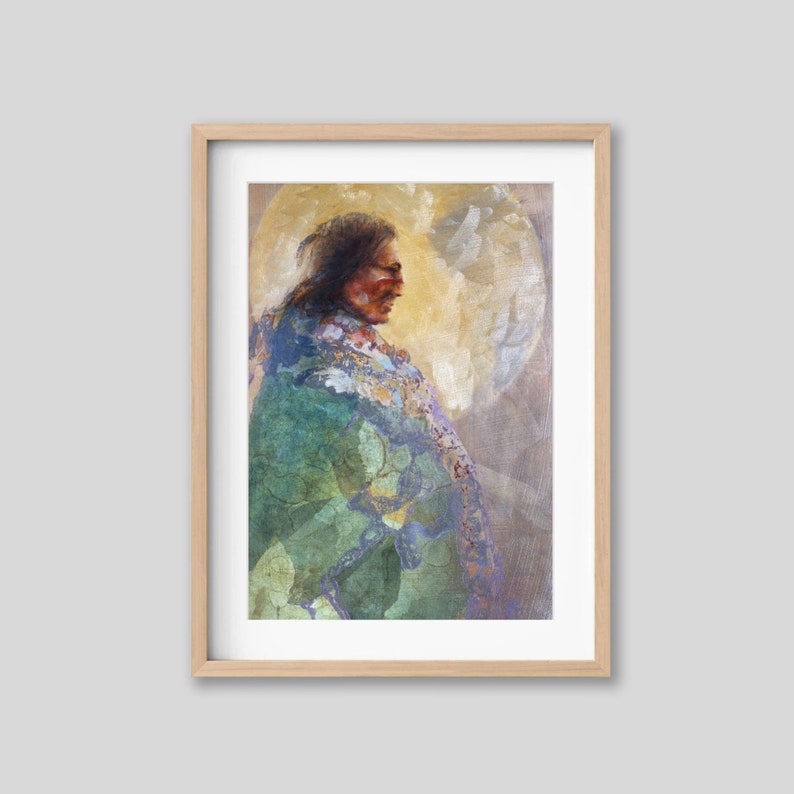 Native American Shaman Abstract Portrait Artwork Print, Spiritual ...