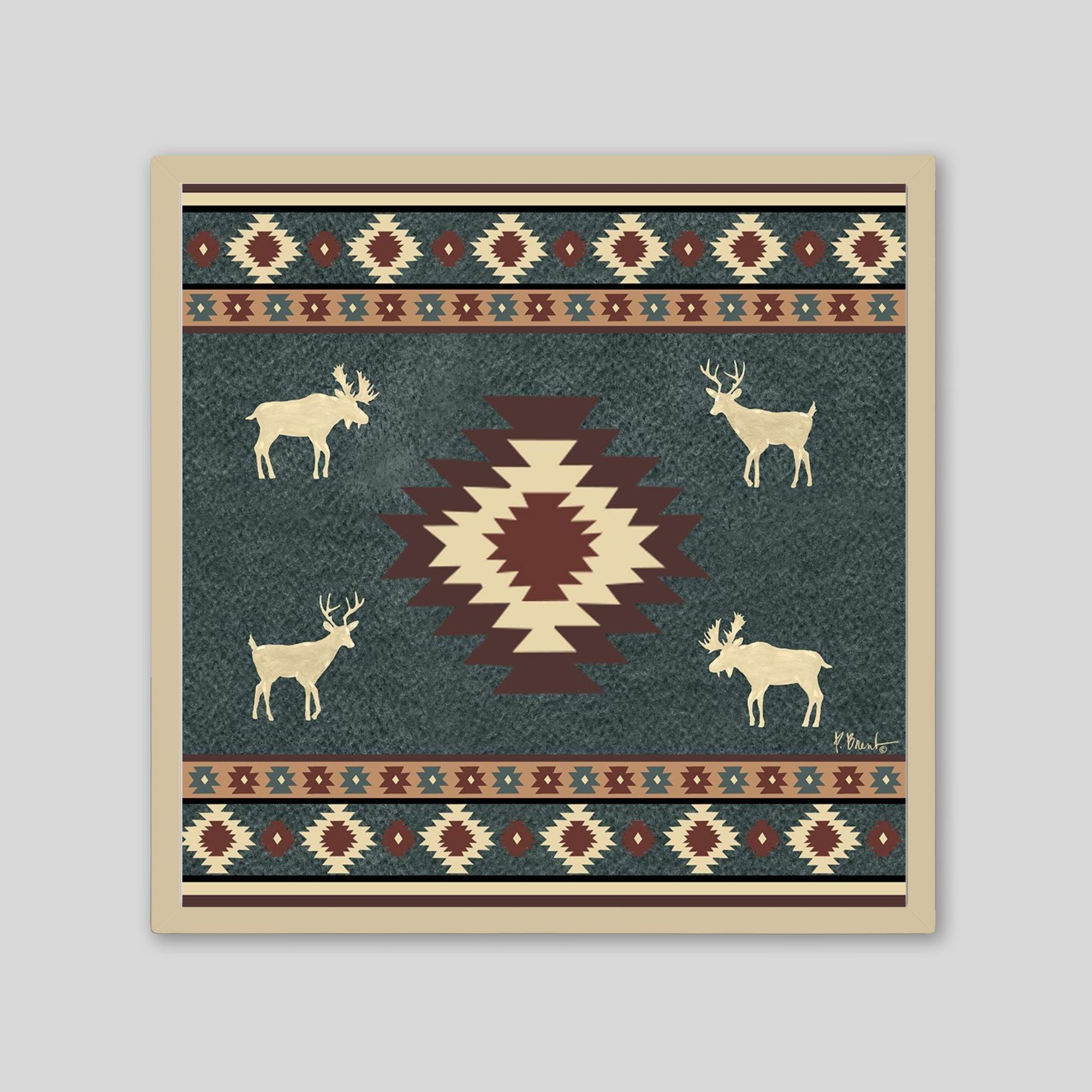 Green and Red Aztec Design Western Aesthetic Wall Art Print - Etsy