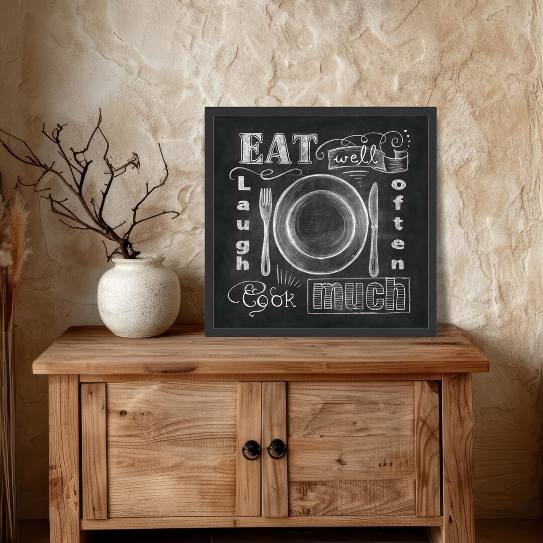 Eat Well Kitchen Quote Art Print: Chalkboard Style Wall Decor - Etsy