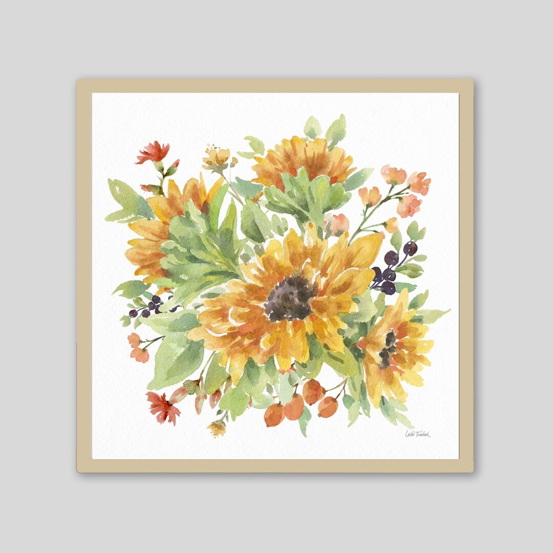 Fall Color Plants and Flowers Painting Wall Art, Country Style Art ...