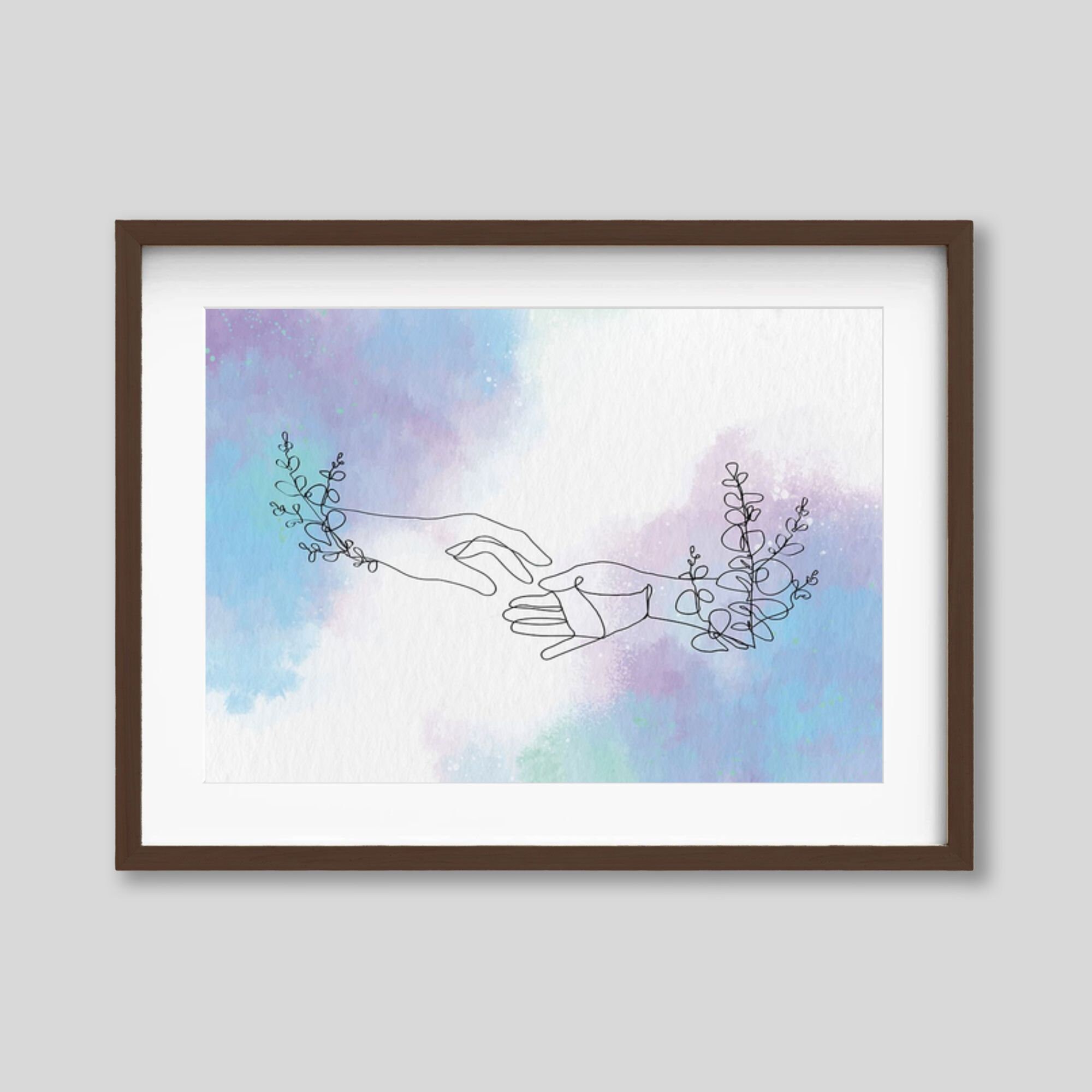 Abstract Hands Painting Art Print Line Art Print Romantic - Etsy