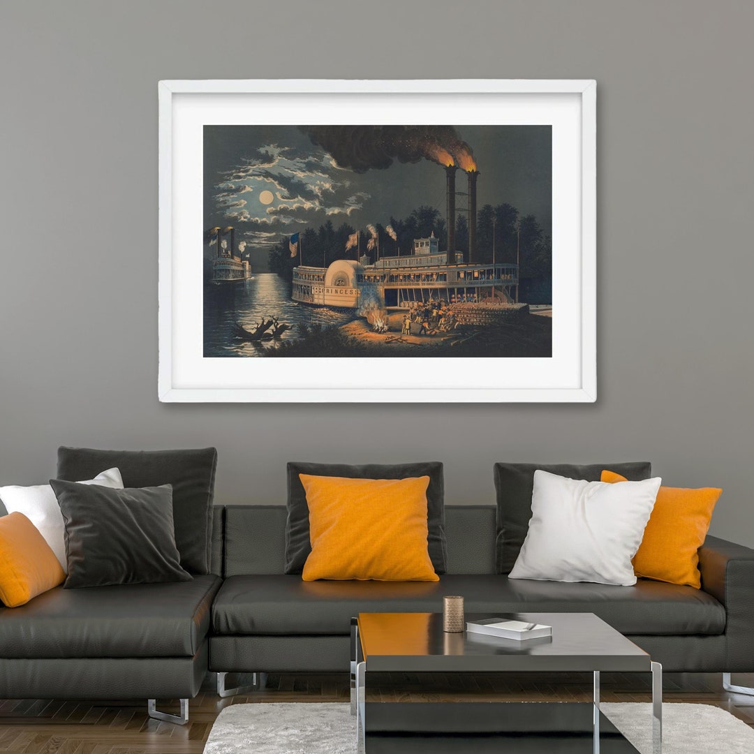 Steamboat Print: Currier and Ives, 19th Century American Historical ...