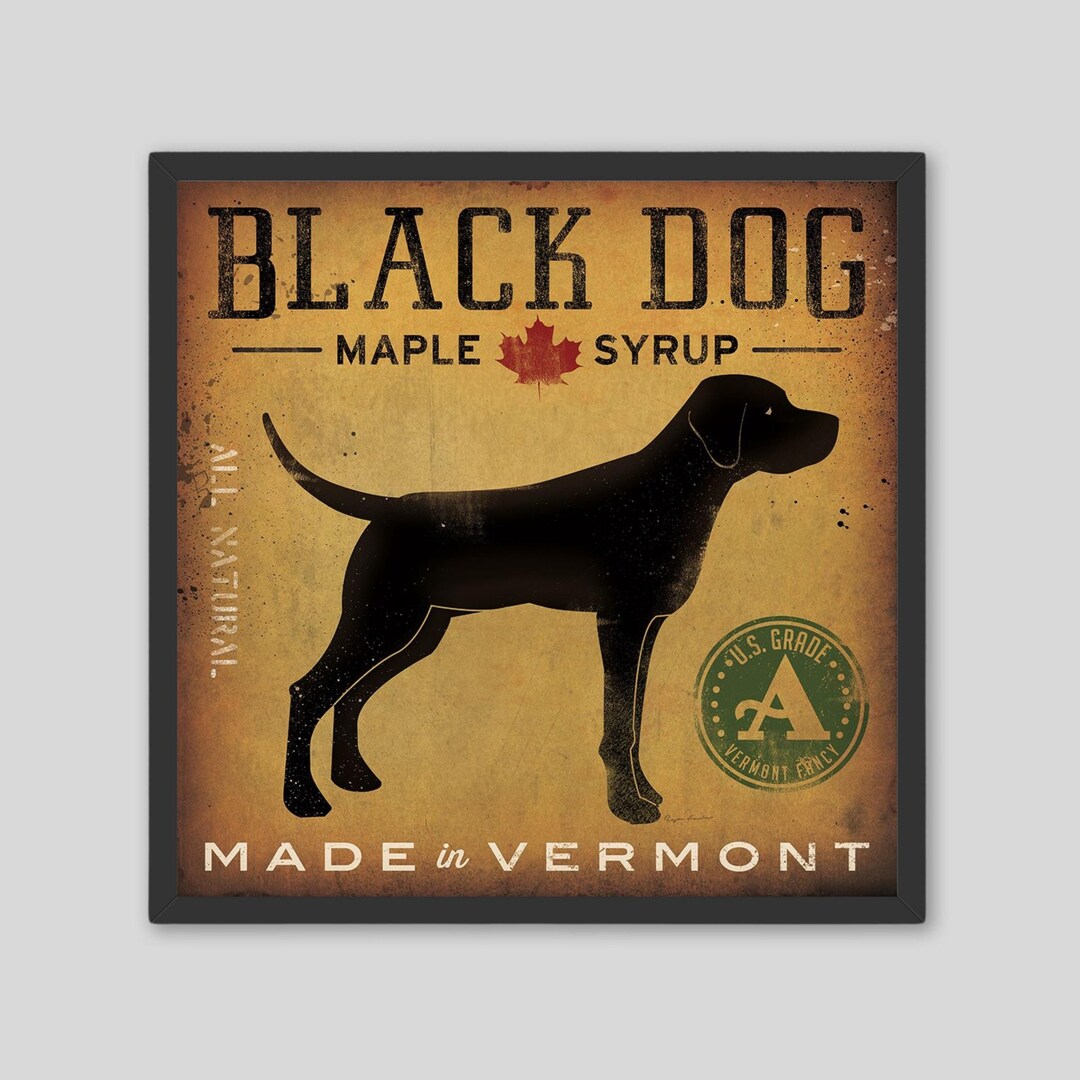 Black Dog Maple Syrup Rustic Kitchen Sign, Kitchen Diner Wall Art Print ...