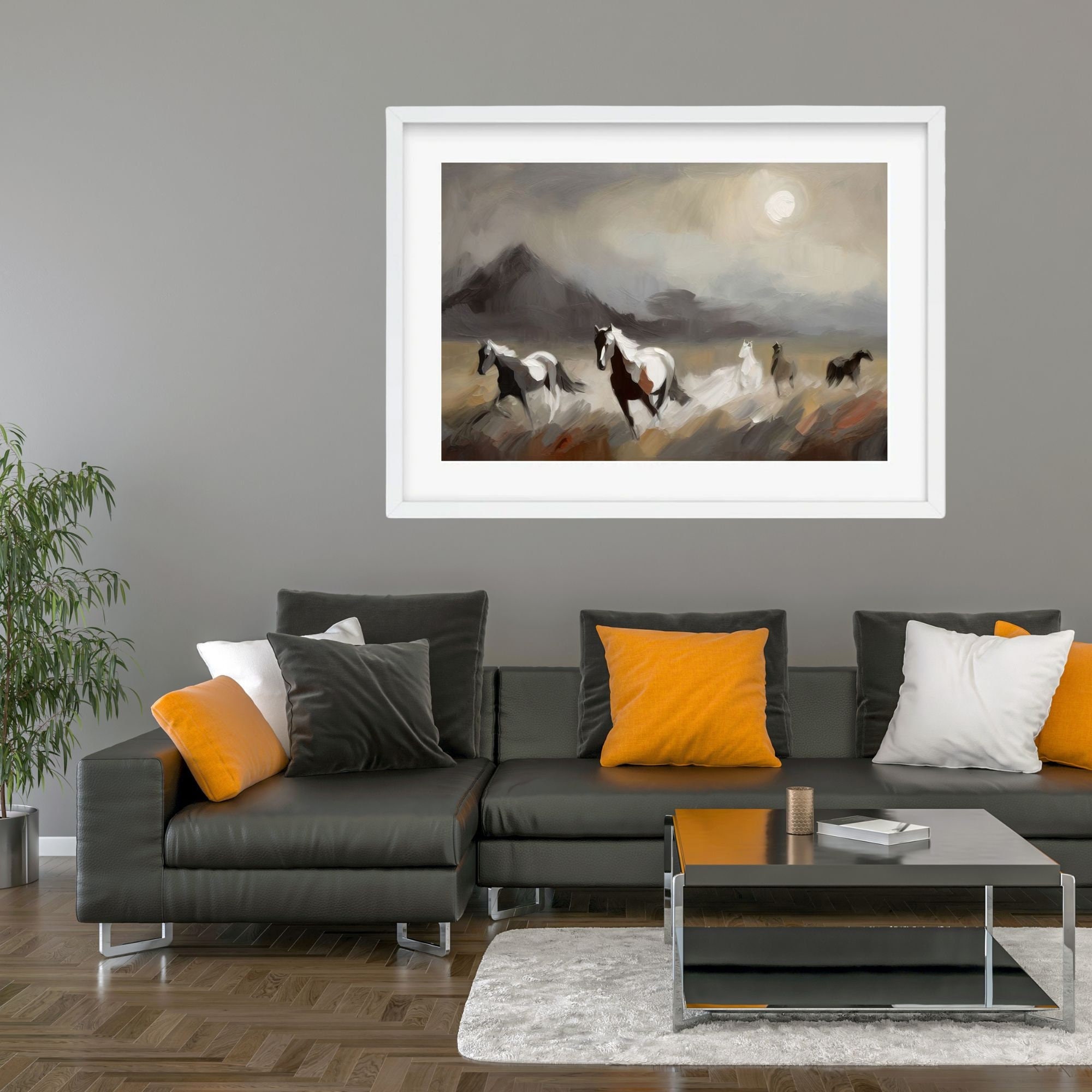 Wild Horses Sunset Run Oil Painting Print: Southwestern Ranch Decor - Etsy