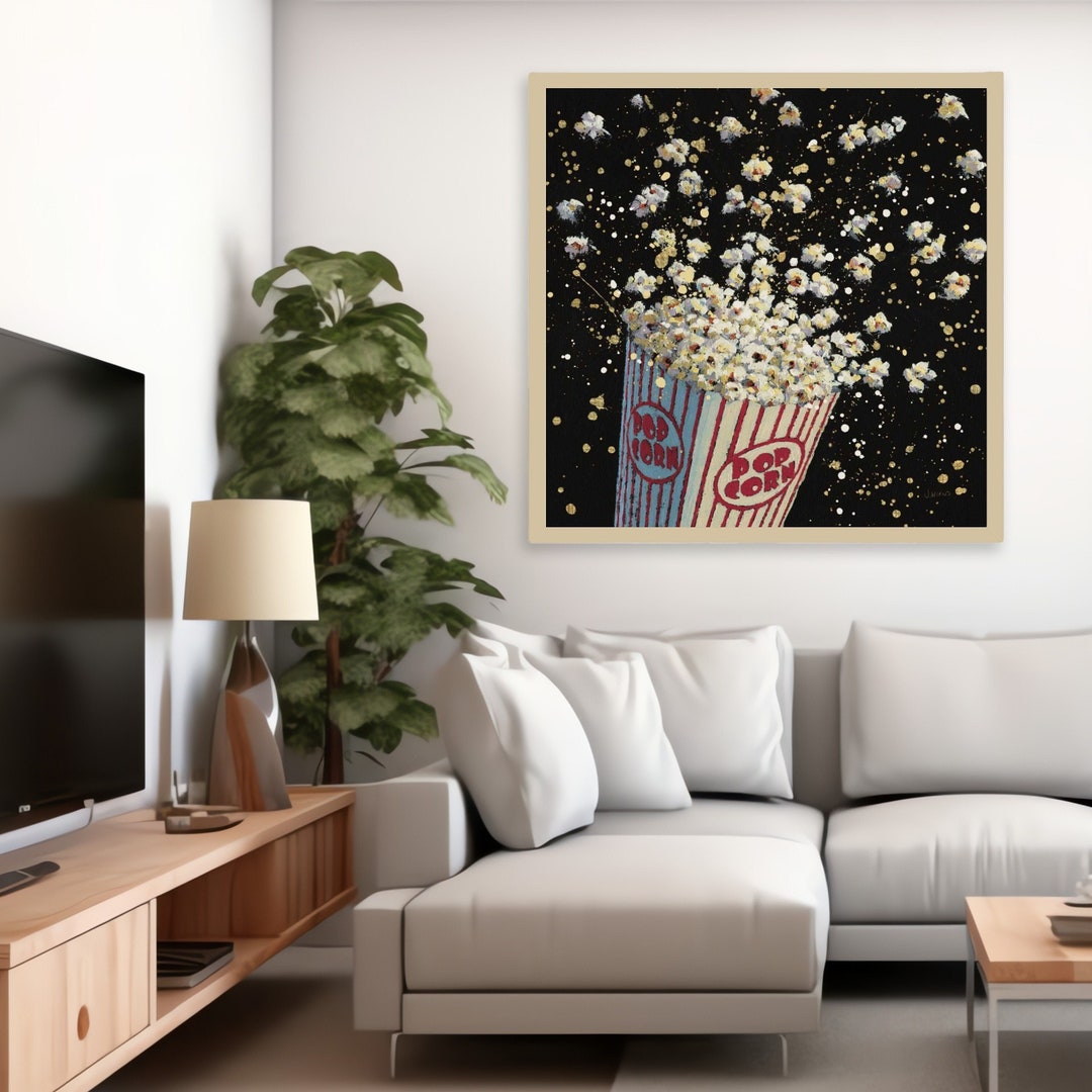 Classic Cinema Popcorn Box Home Theatre Wall Art Print, Home Cinema ...