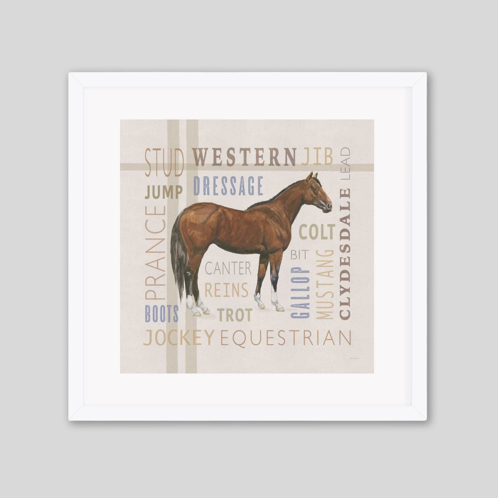 Horse Riding Design Poster Print, Equestrian Wall Art Country Themed ...