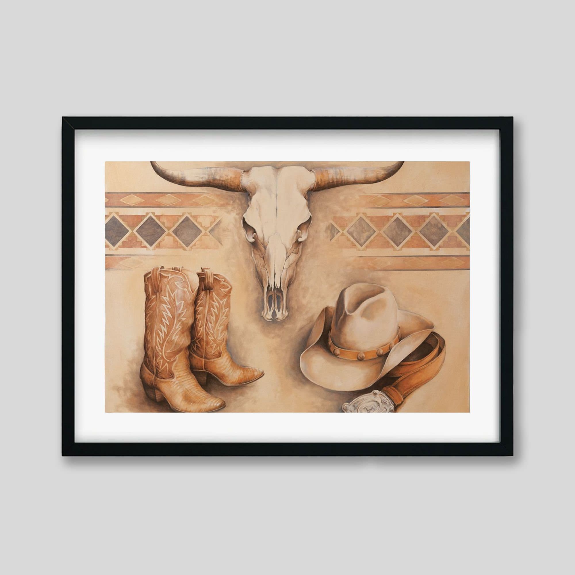 Rodeo Cowboy Art Print: Rustic Western Cabin Wall Decor - Etsy
