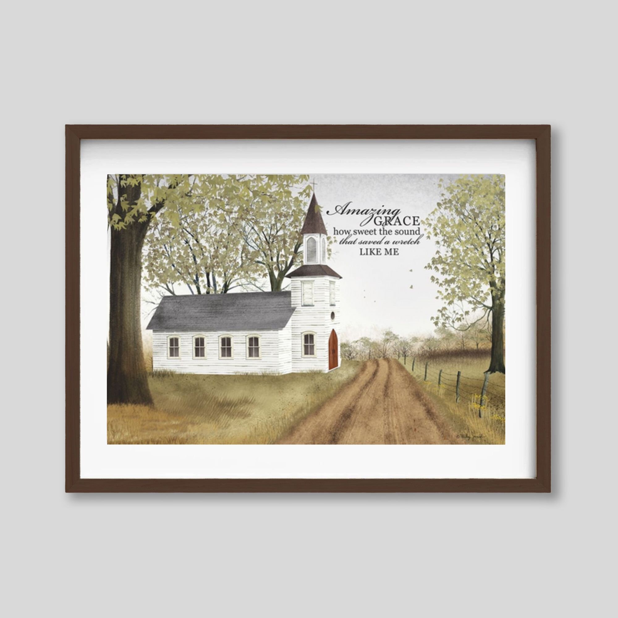 Church in the Country Amazing Grace Quote Art Print, Farmhouse Style ...