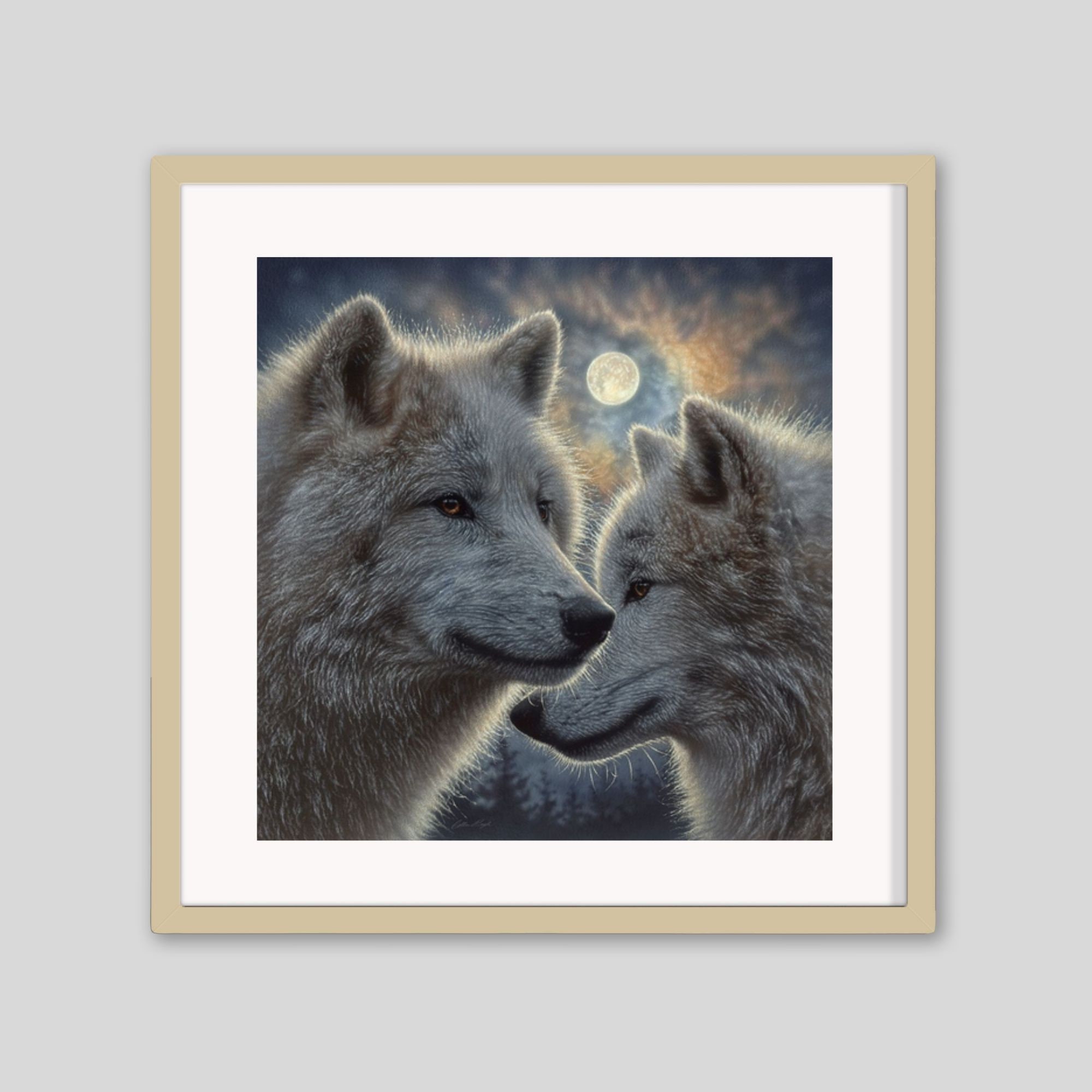 Two Wolves Artwork, Wolf Art Print Wall Decor, Framed Wild Animal Art ...