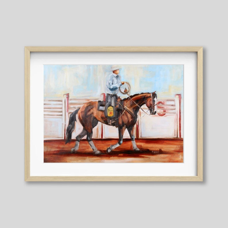 Rodeo Cowboy and Horse Art Western Painting Print Equestrian - Etsy