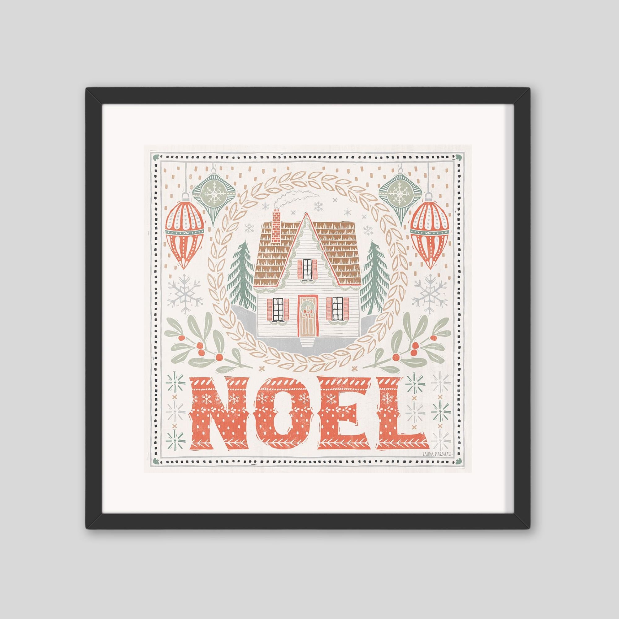 Noel Christmas Scene Wall Art Illustration Print, Winter Seasonal ...