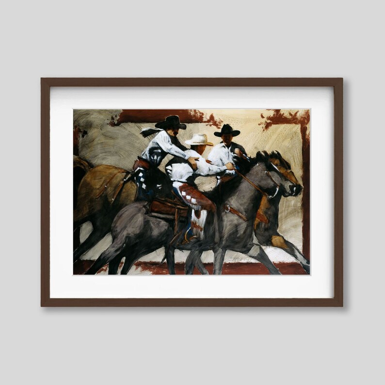 Rodeo Cowboy Team Painting Print: Modern Western Wall Art - Etsy