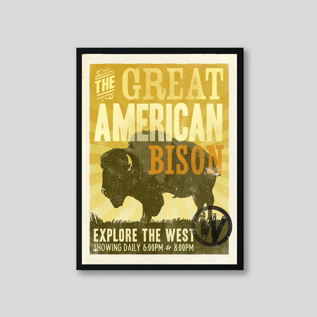 American Bison Show Poster Print: Vintage Western Wall Art - Etsy