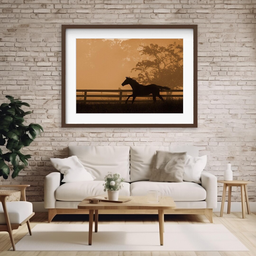 Wild Horse Sunset Print: Western Ranch Silhouette Wall Decor - Etsy