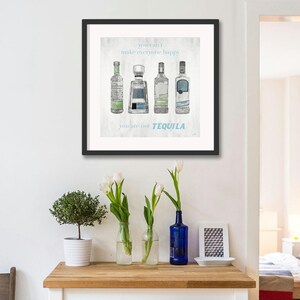 Tequila Bottles Illustration Art Print: Kitchen Bar Cart Decor - Etsy