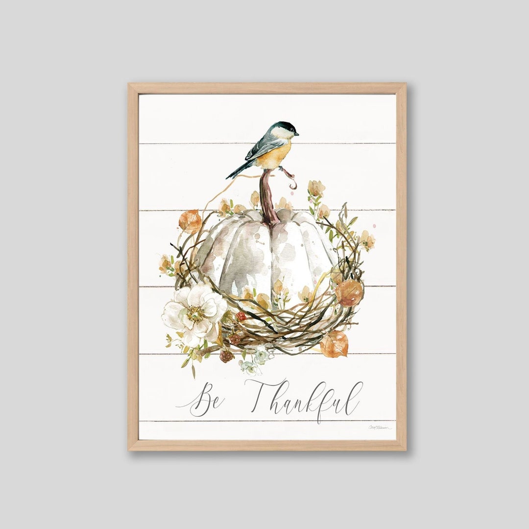 Be Thankful Thanksgiving Quote Wall Art, Seasonal Display Painting ...