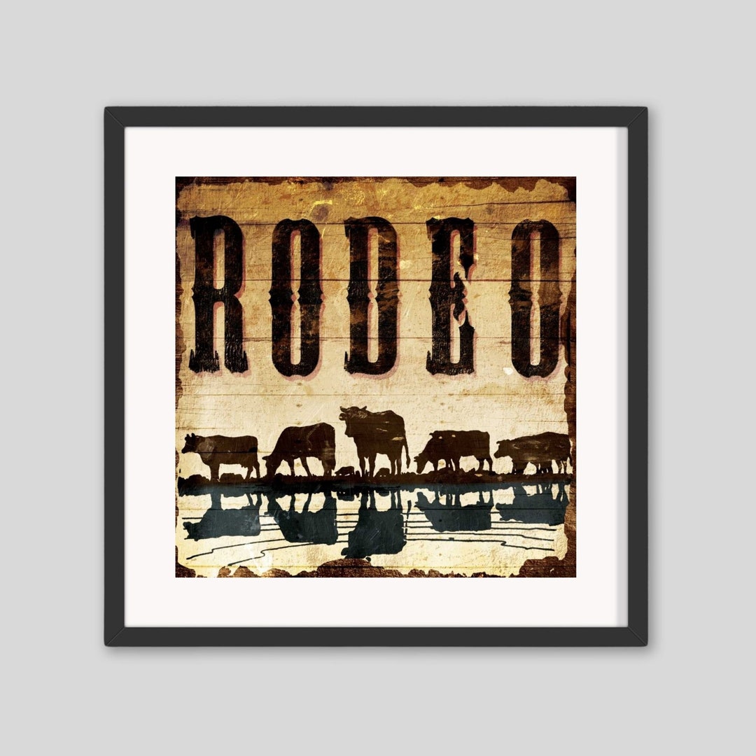 Rodeo Western Ranch Themed Plaque Style Painting Print - Etsy