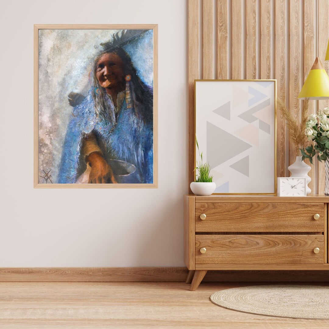 Spiritual Native American Medicine Woman Portrait Painting Print - Etsy