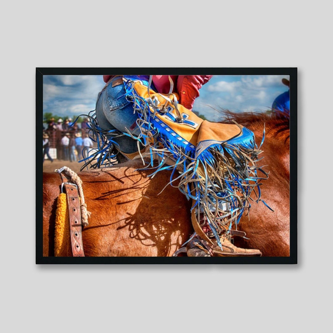 Bronco Sport Wood Framed Art Print, Western Artwork Home Decor ...