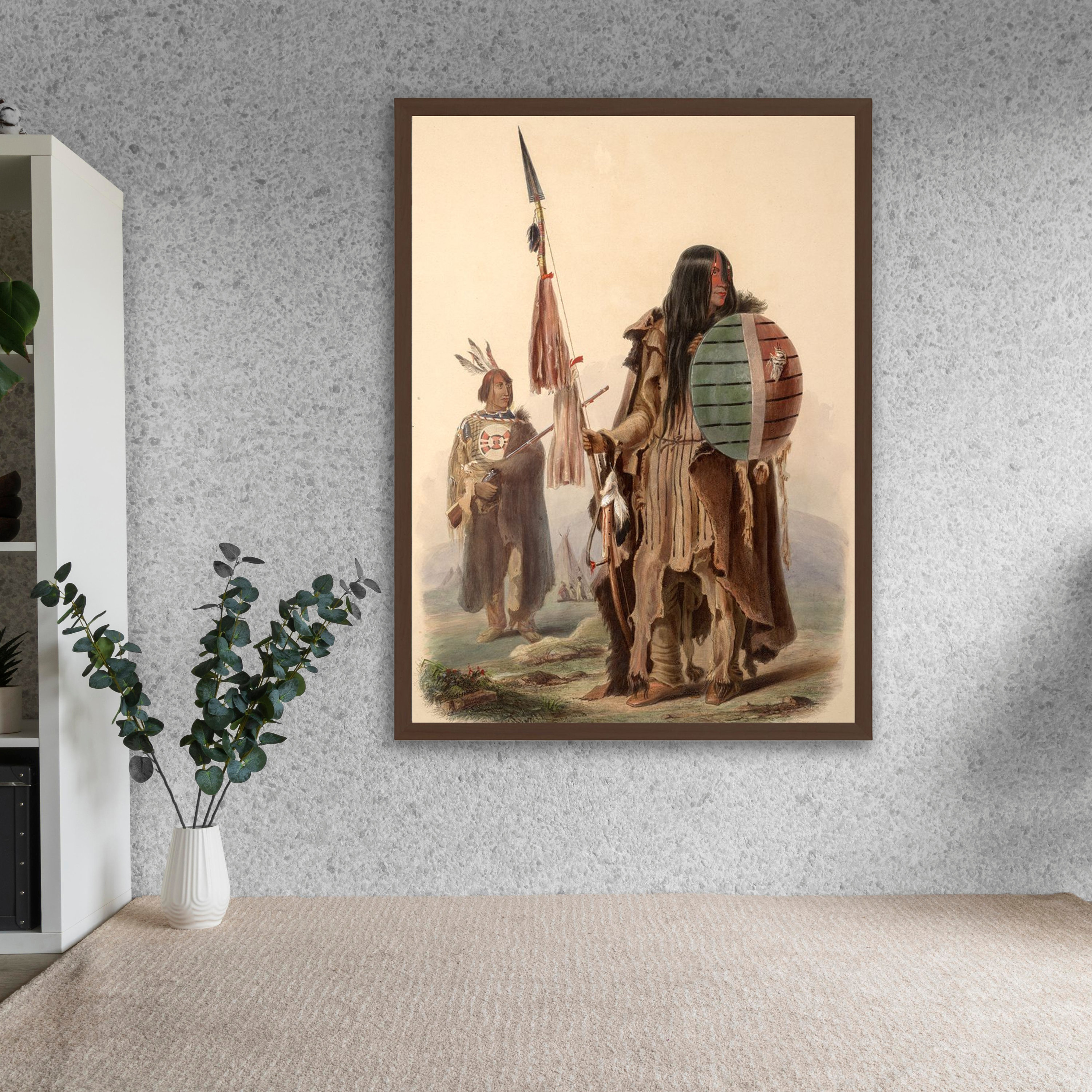 Native American Assiniboin Indians Portrait Painting Print, Traditional ...
