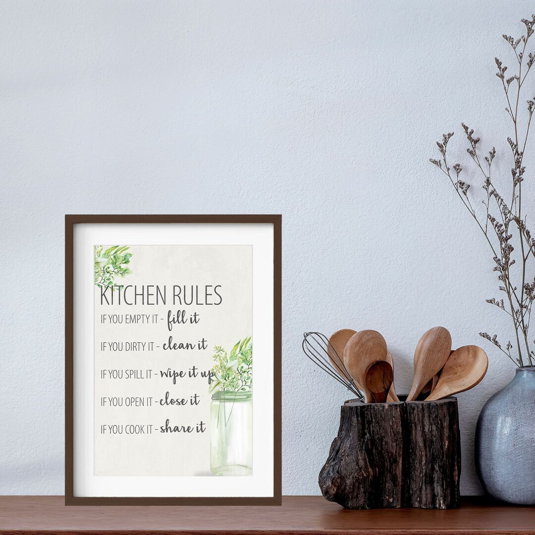 Kitchen Rules Family Kitchen Sign Painting Print, Country Style Home ...