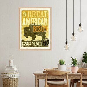 American Bison Show Poster Print: Vintage Western Wall Art - Etsy