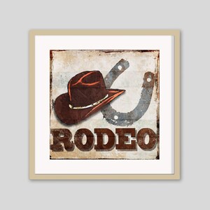 Rodeo Symbol Illustration Print, Plaque Style Painting for Western ...