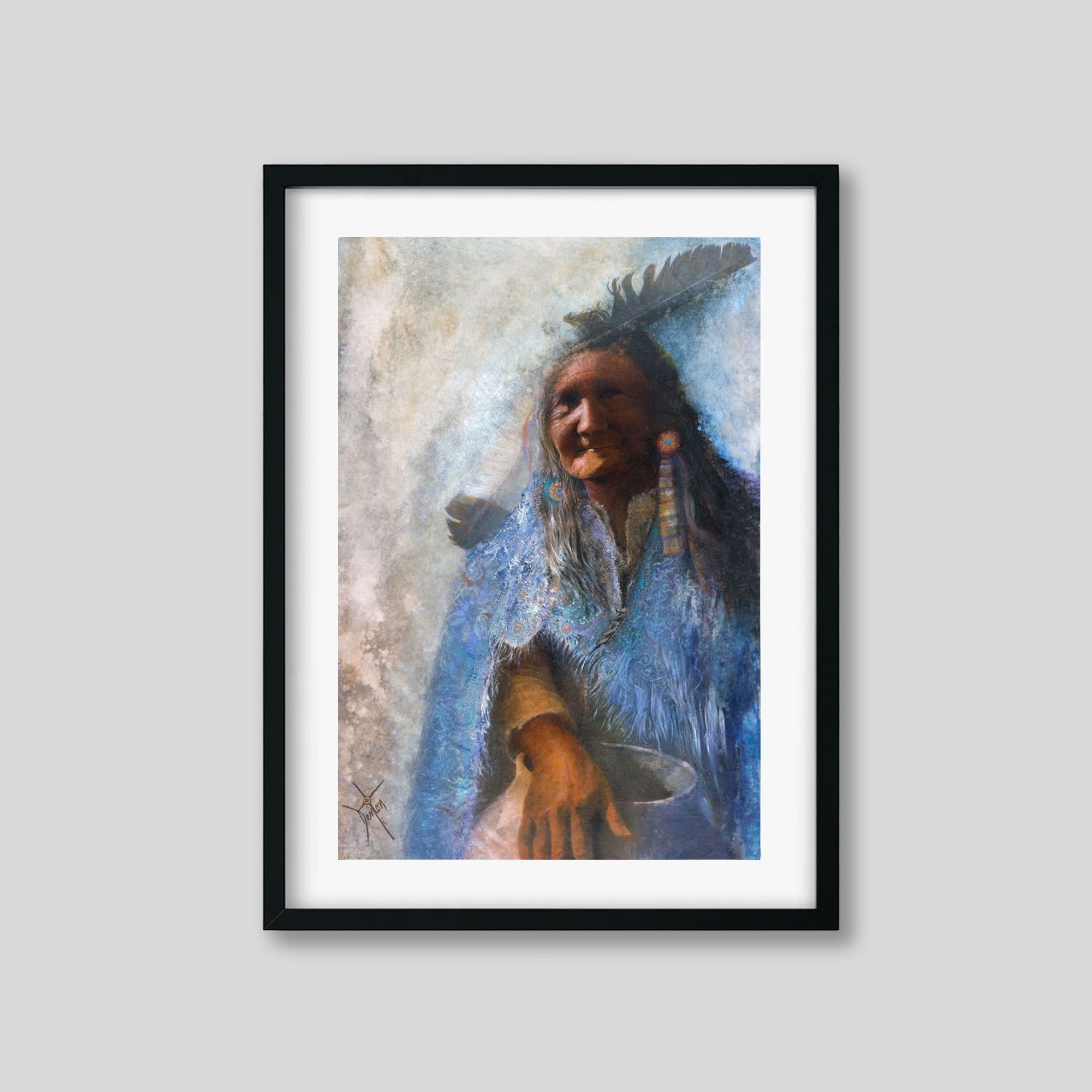 Spiritual Native American Medicine Woman Portrait Painting Print - Etsy
