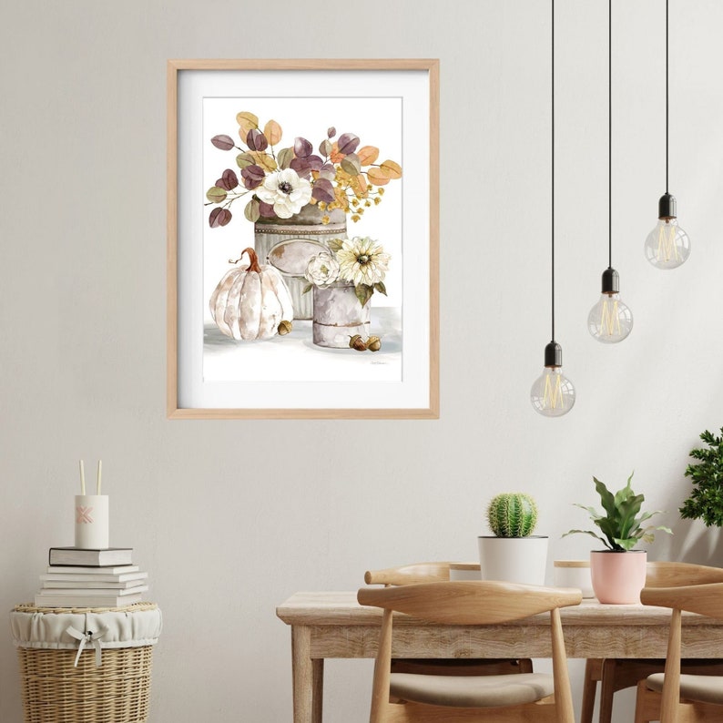 Painting of Fall Foliage Arrangement With Pumpkin, Autumn Color Decor ...