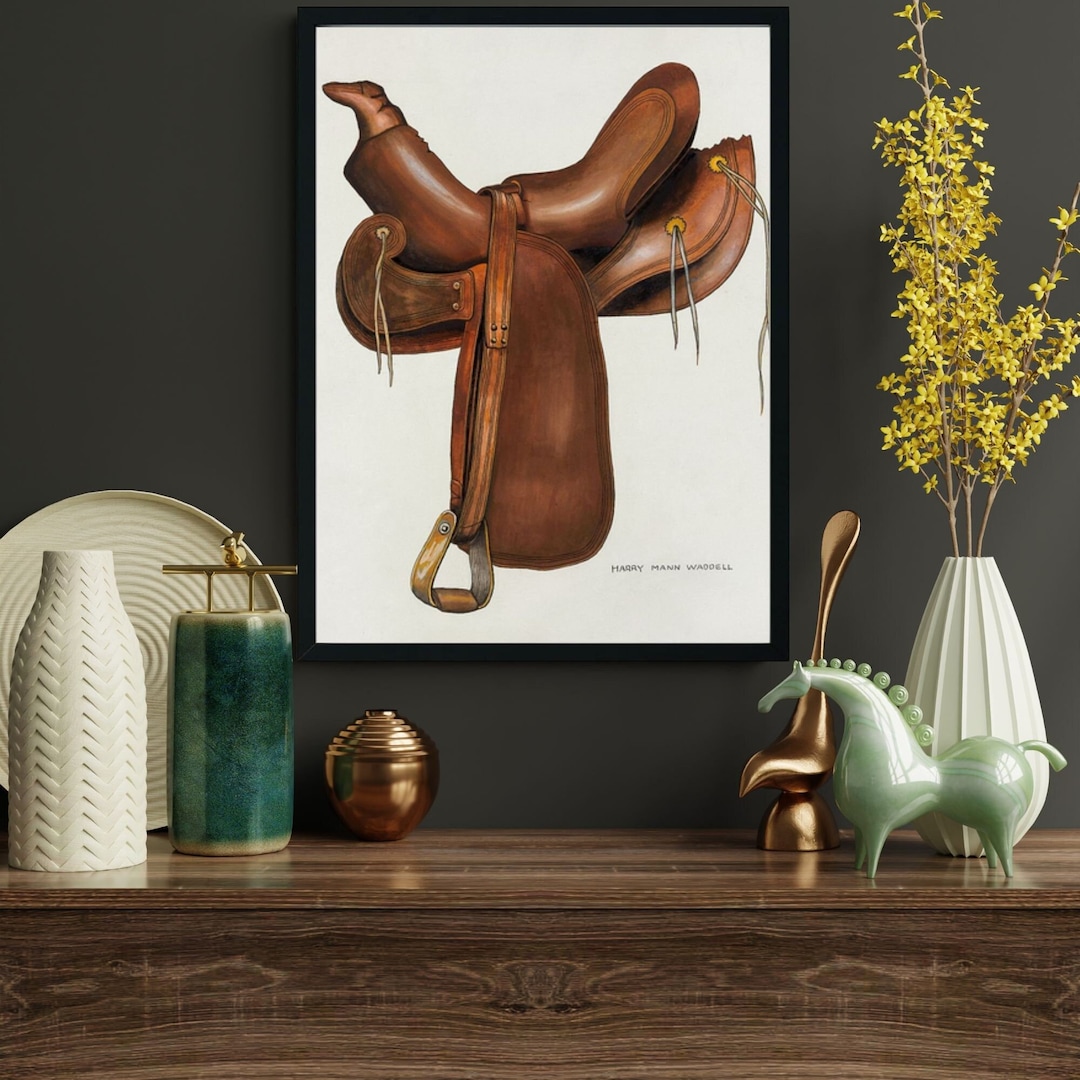 Vintage Western Saddle Art Prints, Western Wall Decor, Horse Saddle ...