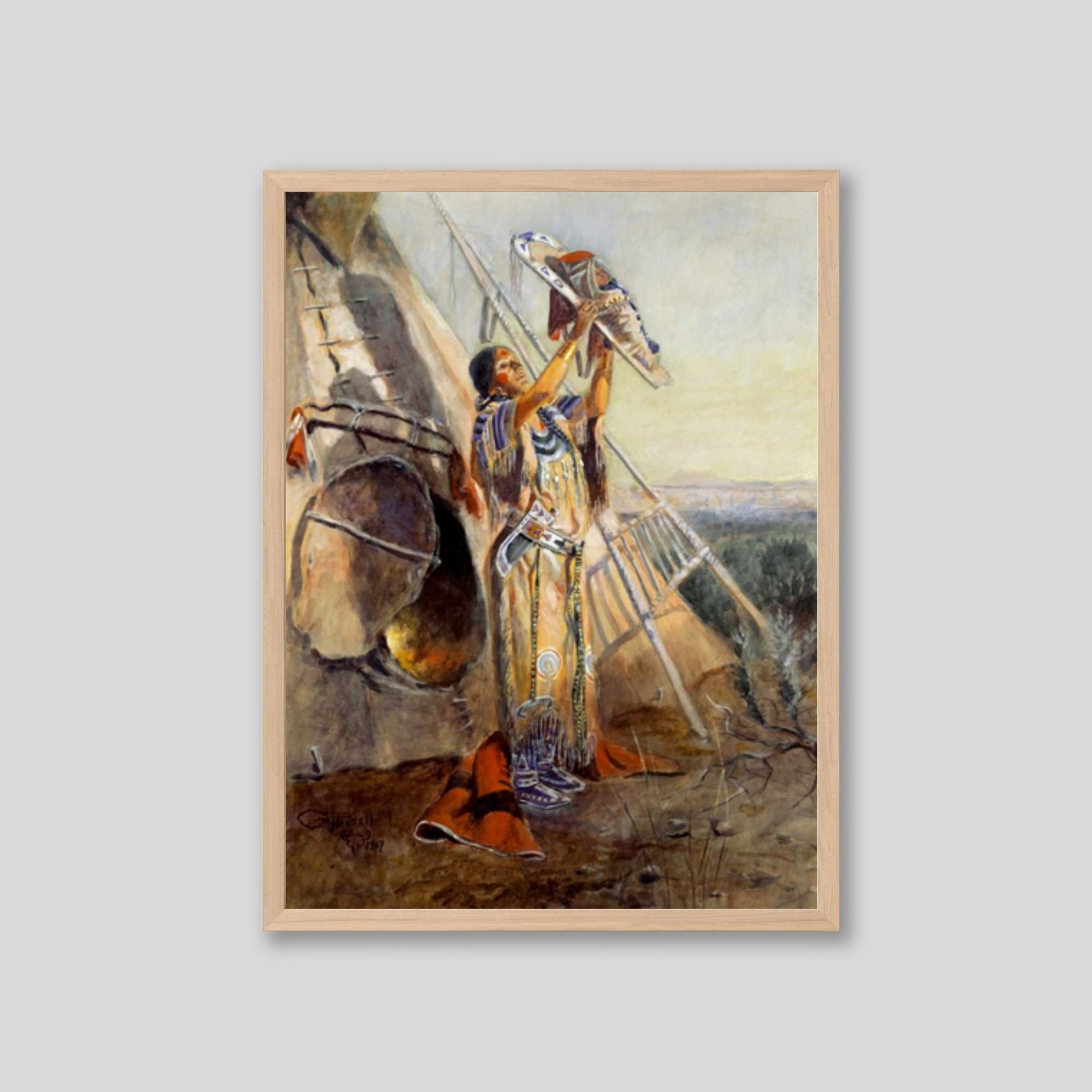 Native American Woman Art Print, Vintage Original Painting Print by ...