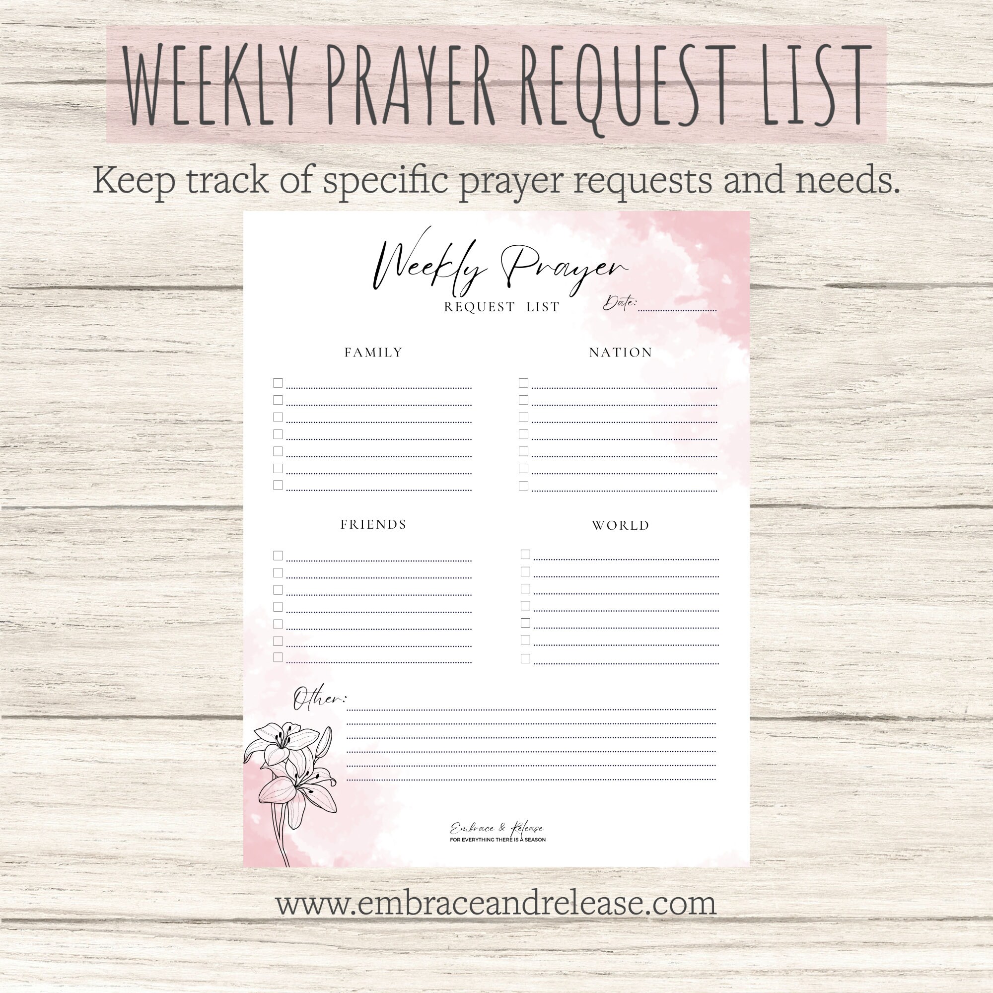Prayer Journal | Weekly Planner | Digital Download - Etsy