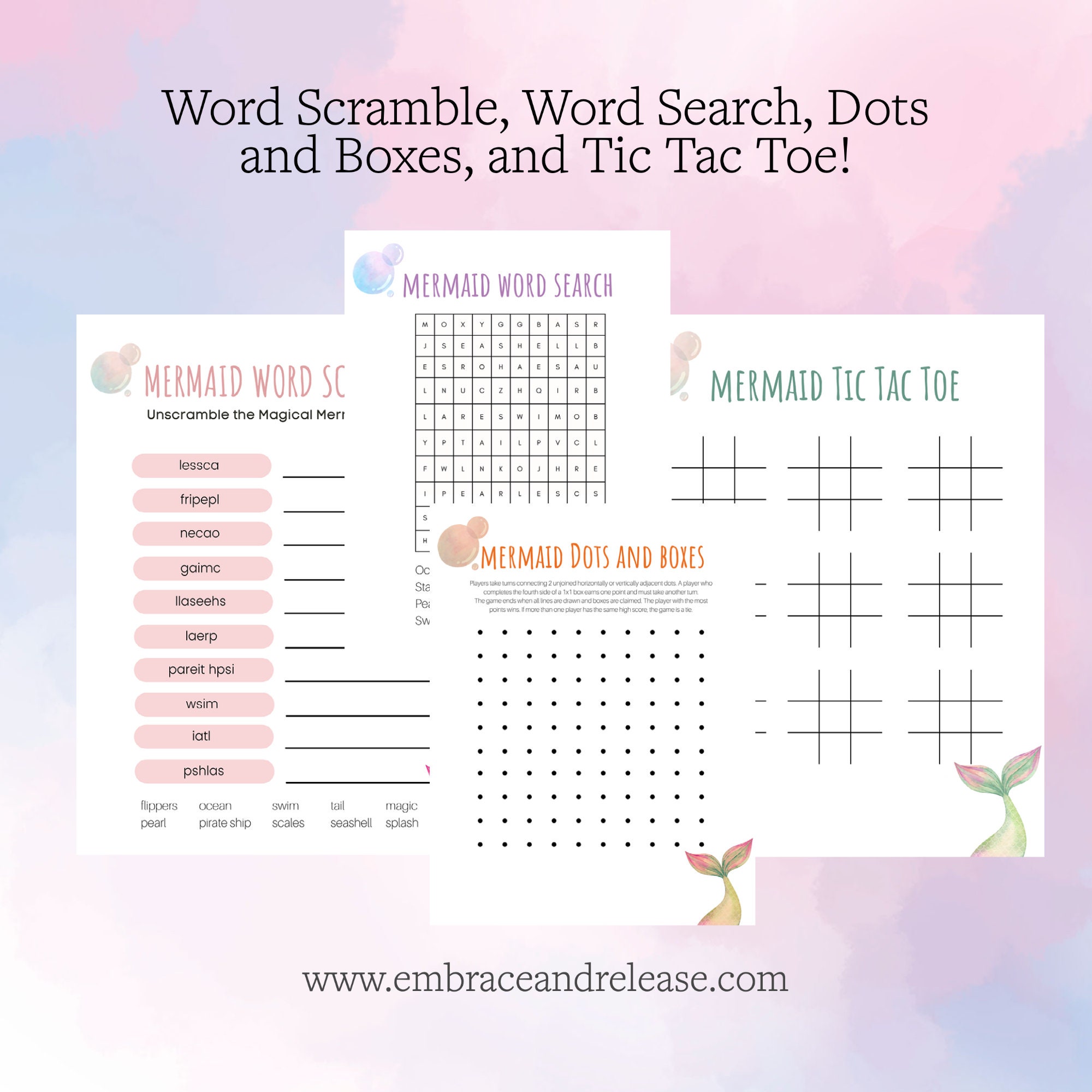 Mermaid Activity Bundle | Coloring Pages | Games | Printable - Etsy