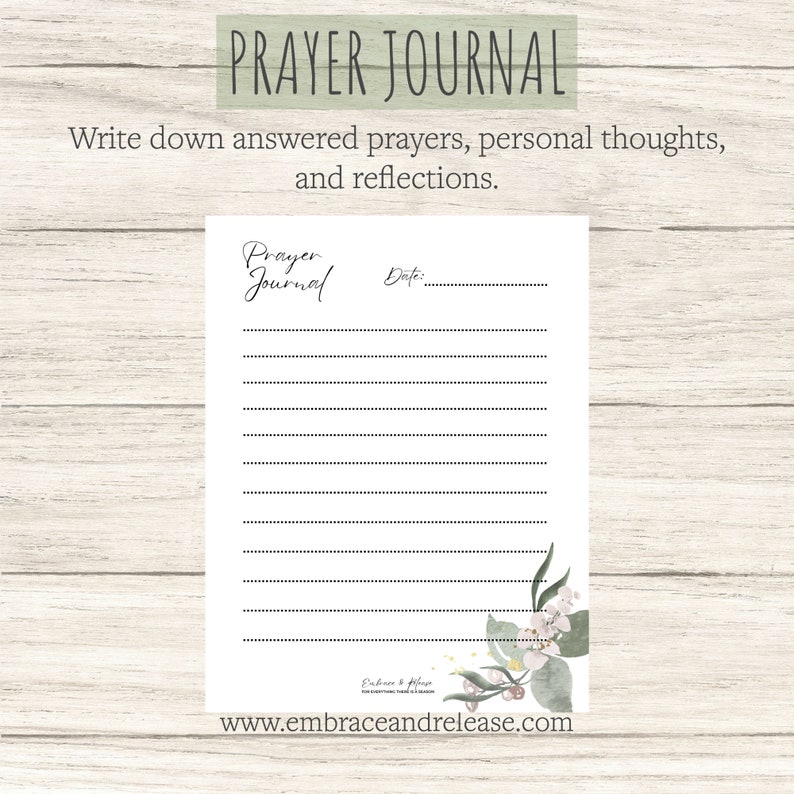 Printable Prayer Journal: Scripture Reflection, Gratitude Prompts ...