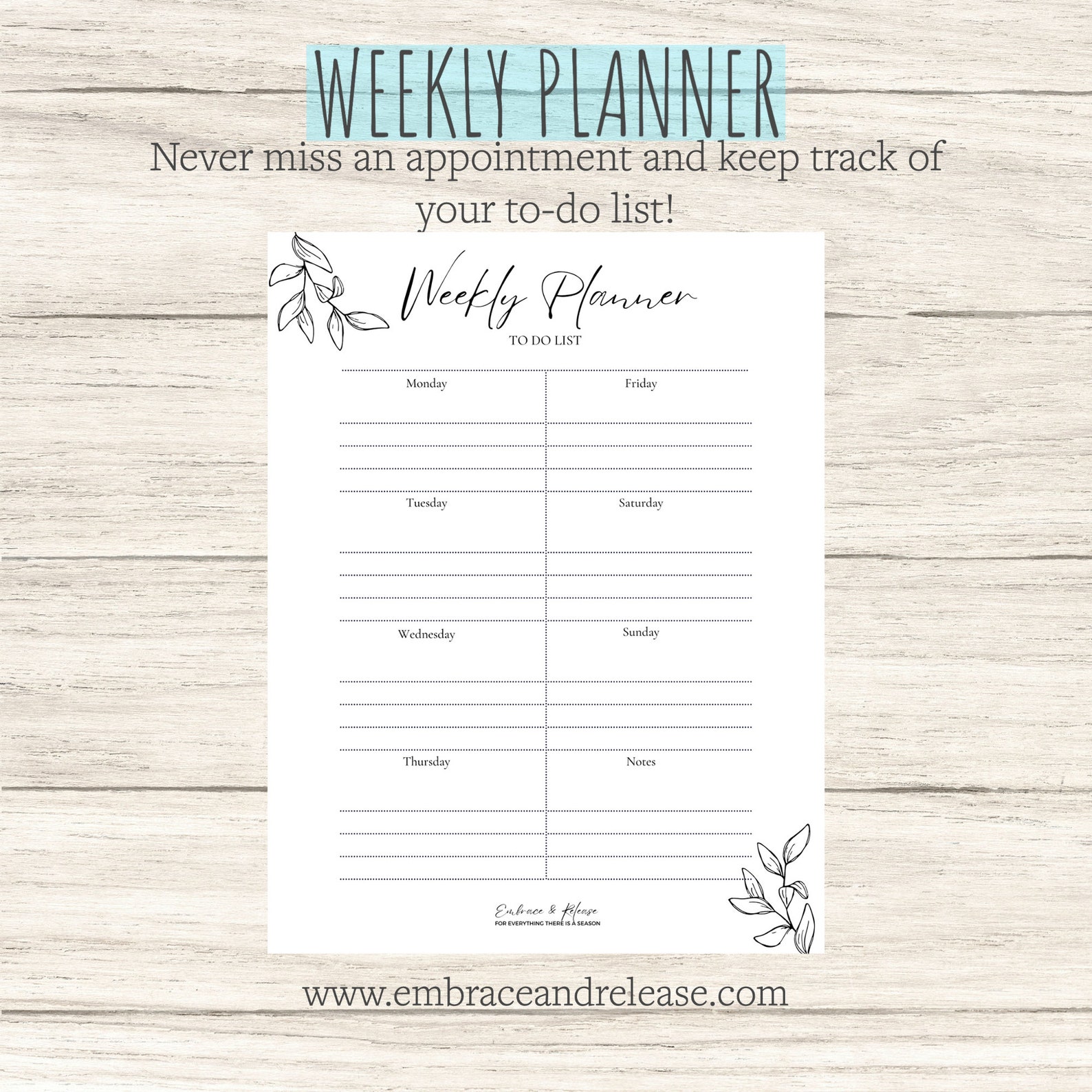 Weekly Planner - Printable - Cleaning List, Meal Planner, Grocery List ...